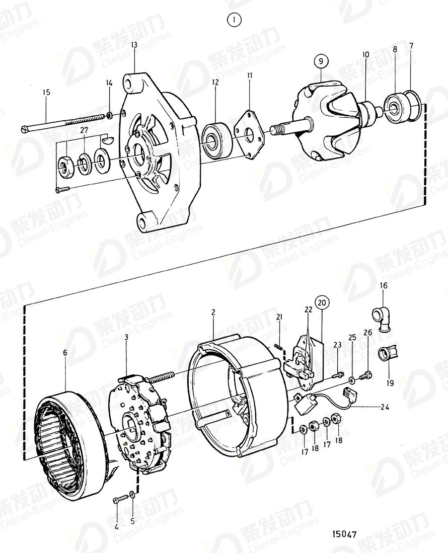 Volvo 244427 Brush set 244427 Electrical System spare parts-Generator ...