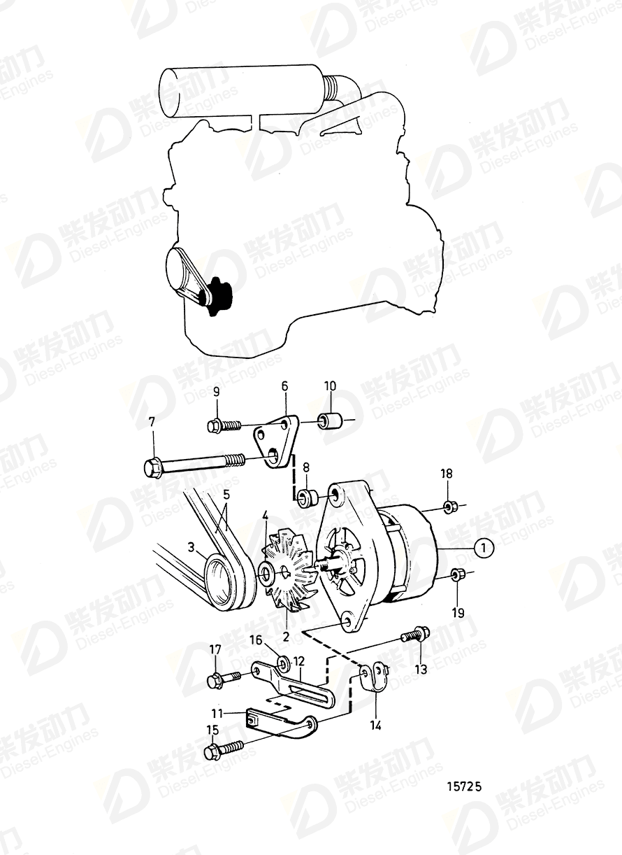 Volvo 3825150 Bracket 3825150 Electrical System spare parts-Generator ...