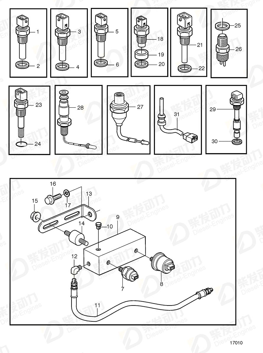 Volvo 1613307 Tachometer sensor, timing gear casing 1613307 Electrical ...