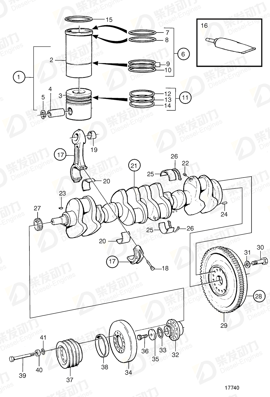 Volvo 877360 Cylinder liner kit 877360 Engine spare parts-Generator ...