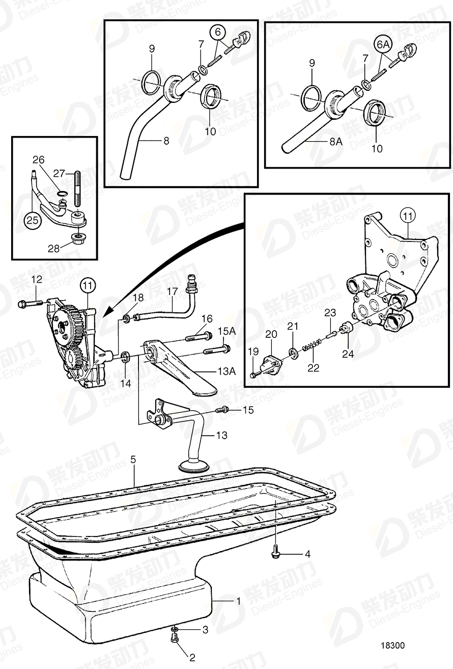 Volvo 3825323 Sump, temp sensor outlet 3825323 Lubricating System spare ...