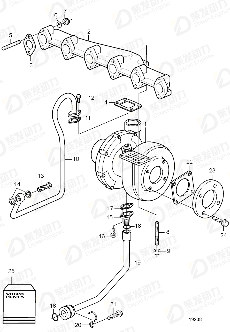 Volvo 3802180 Turbocharger, 195kW 3802180 Intake and Exhaust System ...
