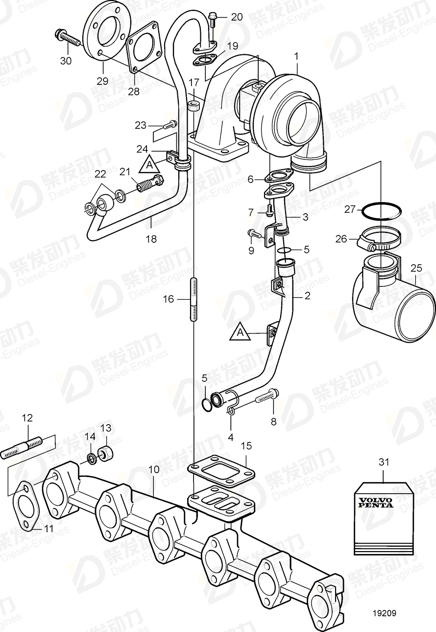 Volvo 3802179 Turbocharger, 176kW 3802179 Intake and Exhaust System ...