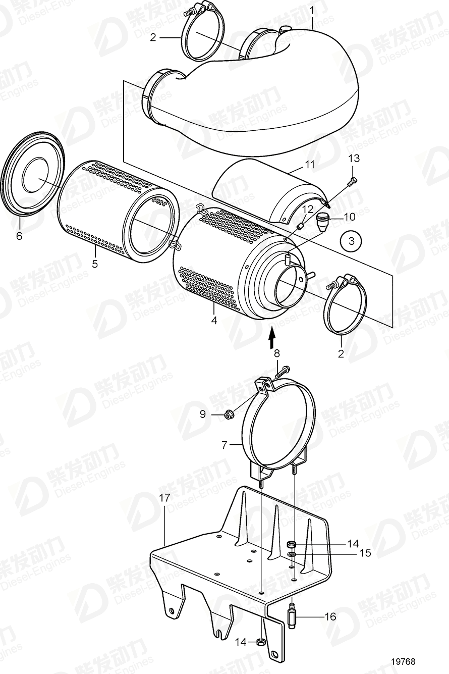 Volvo 3831143 Mounting strap 3831143 Intake and Exhaust System spare ...