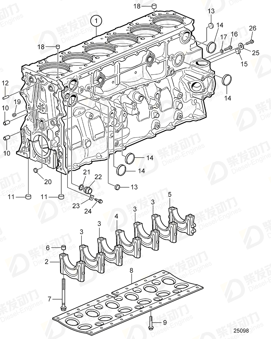 Volvo 20521356 Cylinder block 20521356 Engine spare parts-Generator ...