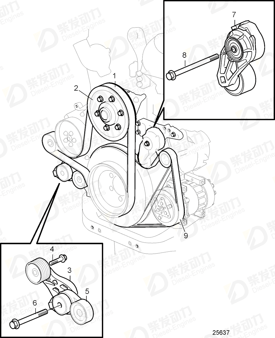 Volvo 20430611 V-ribbed belt 20430611 Cooling System spare parts ...