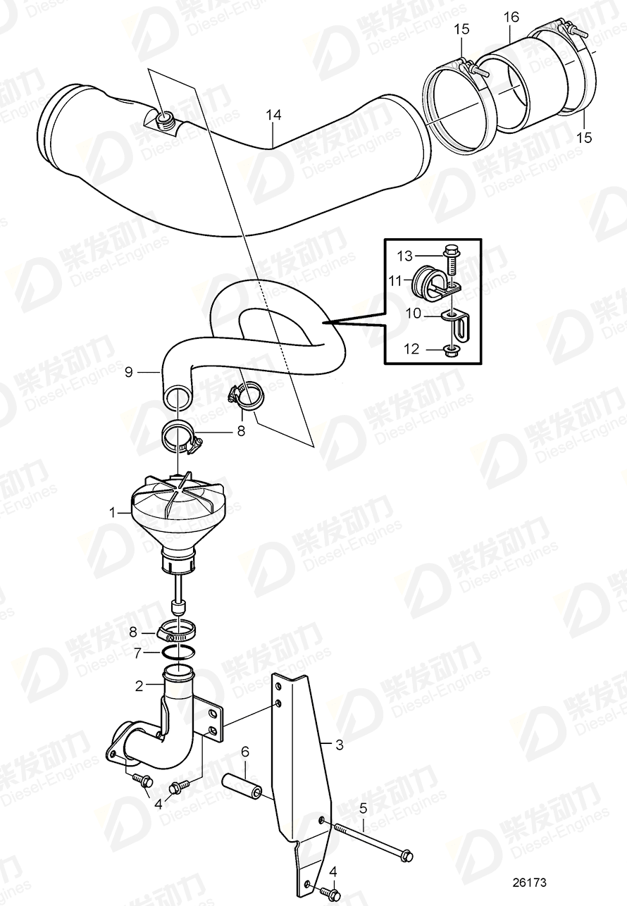 Volvo 889760 Bracket 889760 Intake and Exhaust System spare parts ...