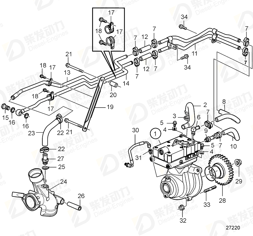 Volvo 22531007 Coolant pipe 22531007 Miscellaneous Equipment spare ...
