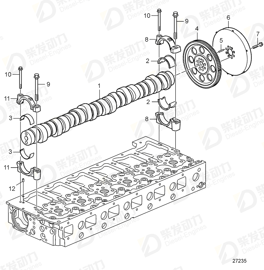 Volvo 22245186 Camshaft 22245186 Engine spare parts-Generator engine ...