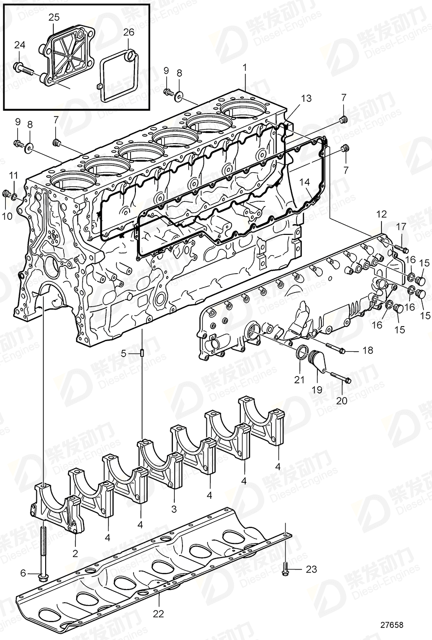 Volvo 21048297 Cylinder block 21048297 Engine spare parts-Generator ...