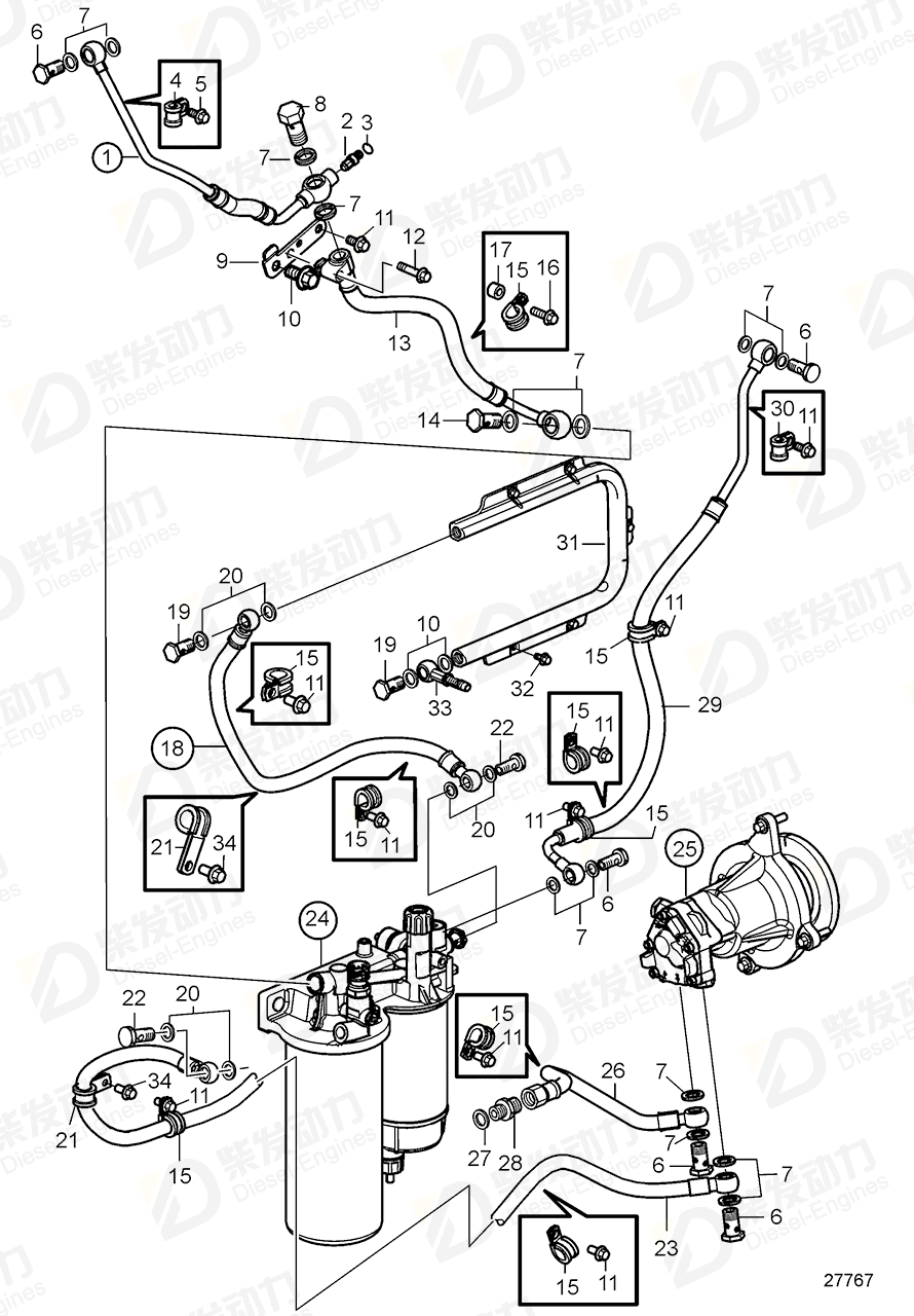 Volvo 22055715 Fuel hose 22055715 Fuel System spare parts-Generator ...