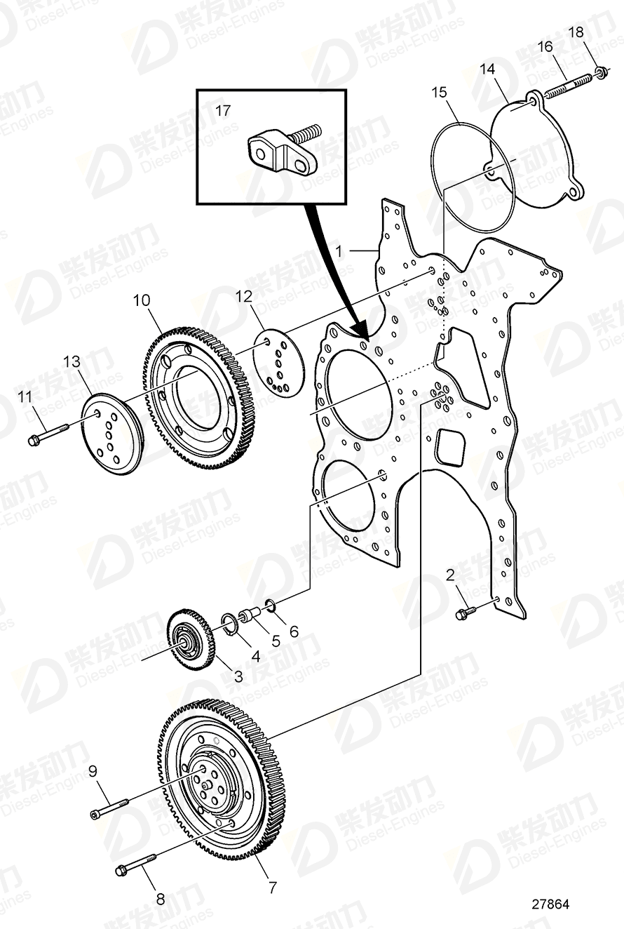 Volvo 22438707 Timing gear plate 22438707 Engine spare parts-Generator ...
