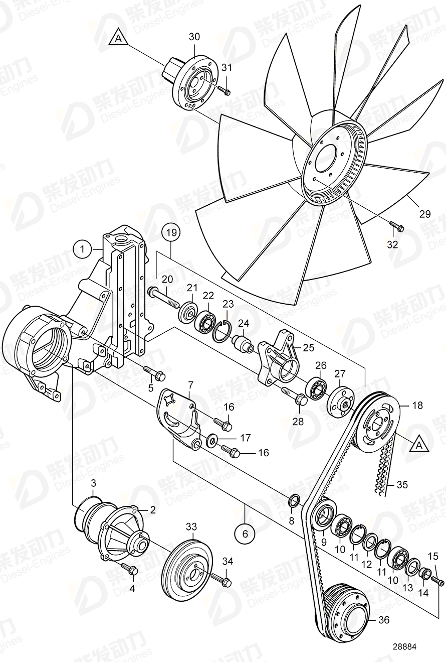 Volvo 996519 Ball bearing 996519 Cooling System spare parts-Generator ...